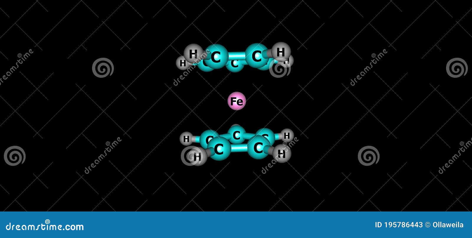 Ferrocene Molecular Structure Isolated on Black Stock Illustration ...