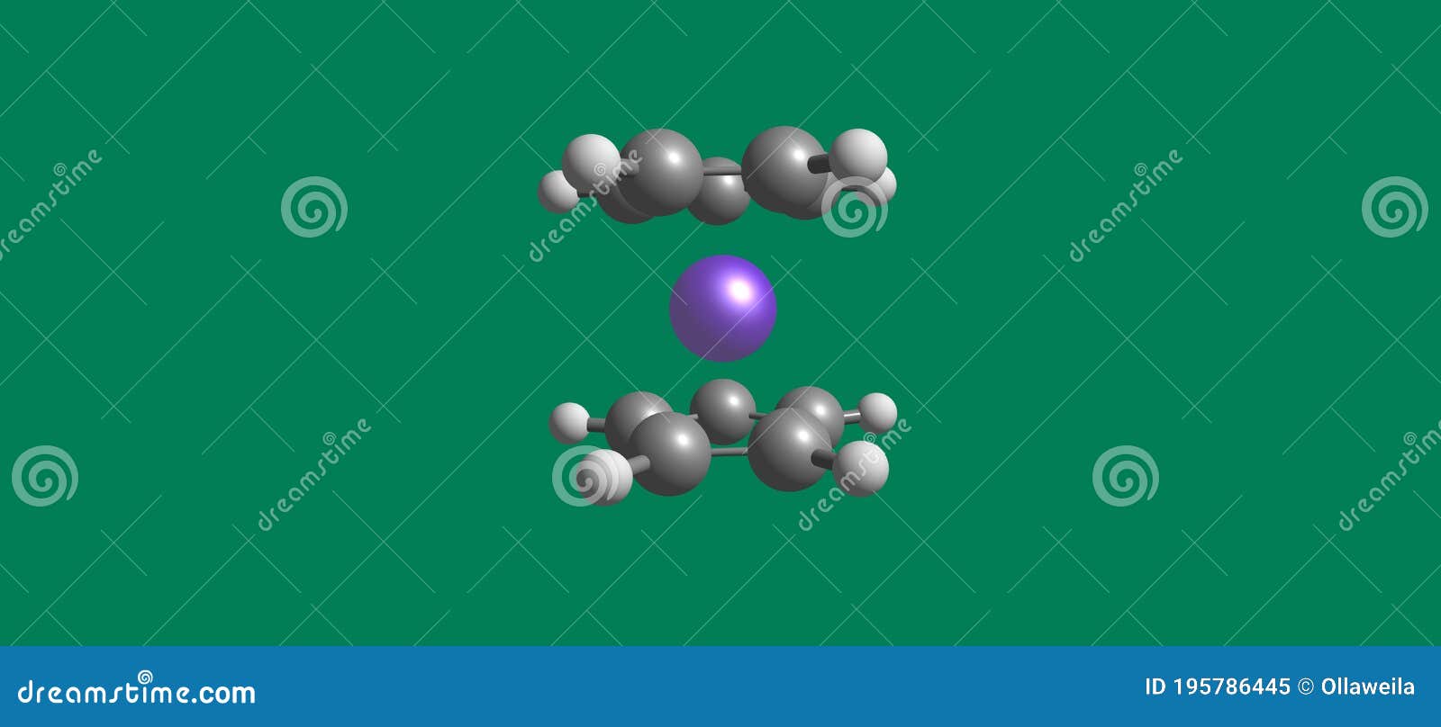 Ferrocene Molecular Structure Isolated on Green Stock Illustration ...