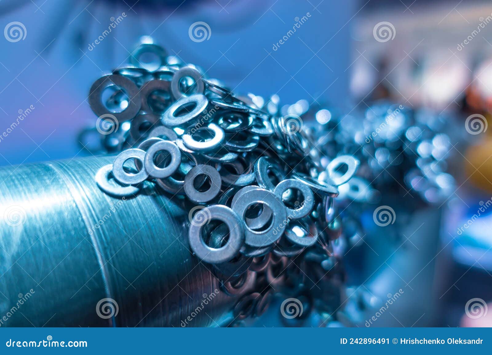 Ferromagnet Rings Magnetized To the Metal Rack Stock Image - Image of ...