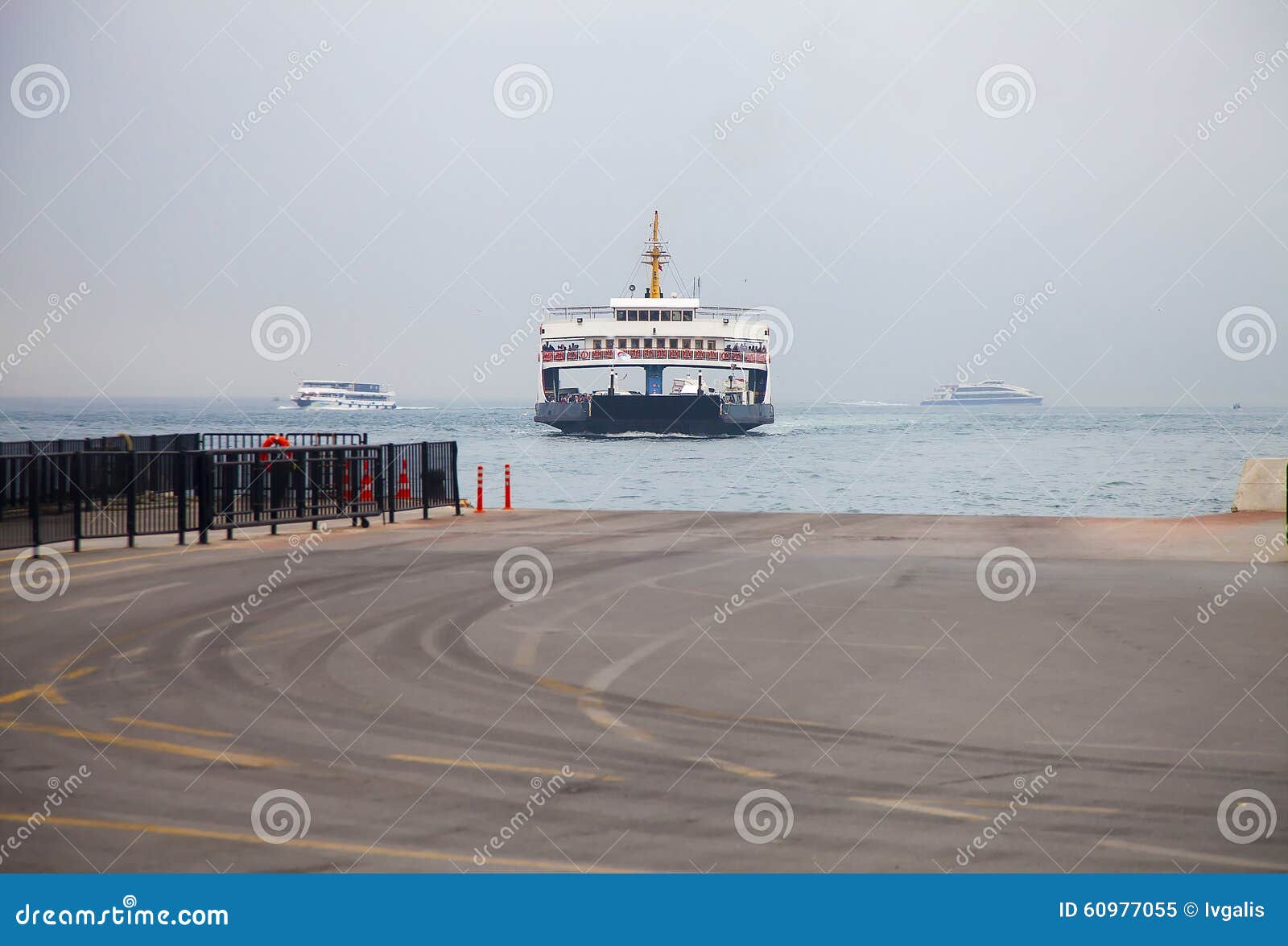 Ferry approaching the moor stock image. Image of shift - 60977055