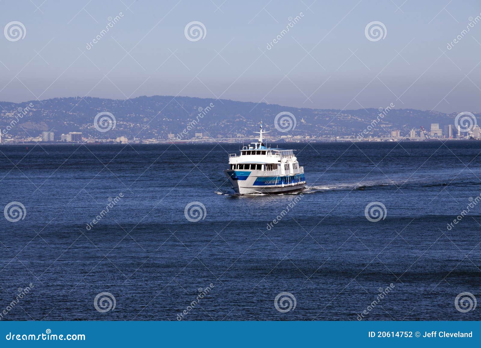 Ferry Boat on Bay Heading Towards Viewer Stock Photo - Image of white ...