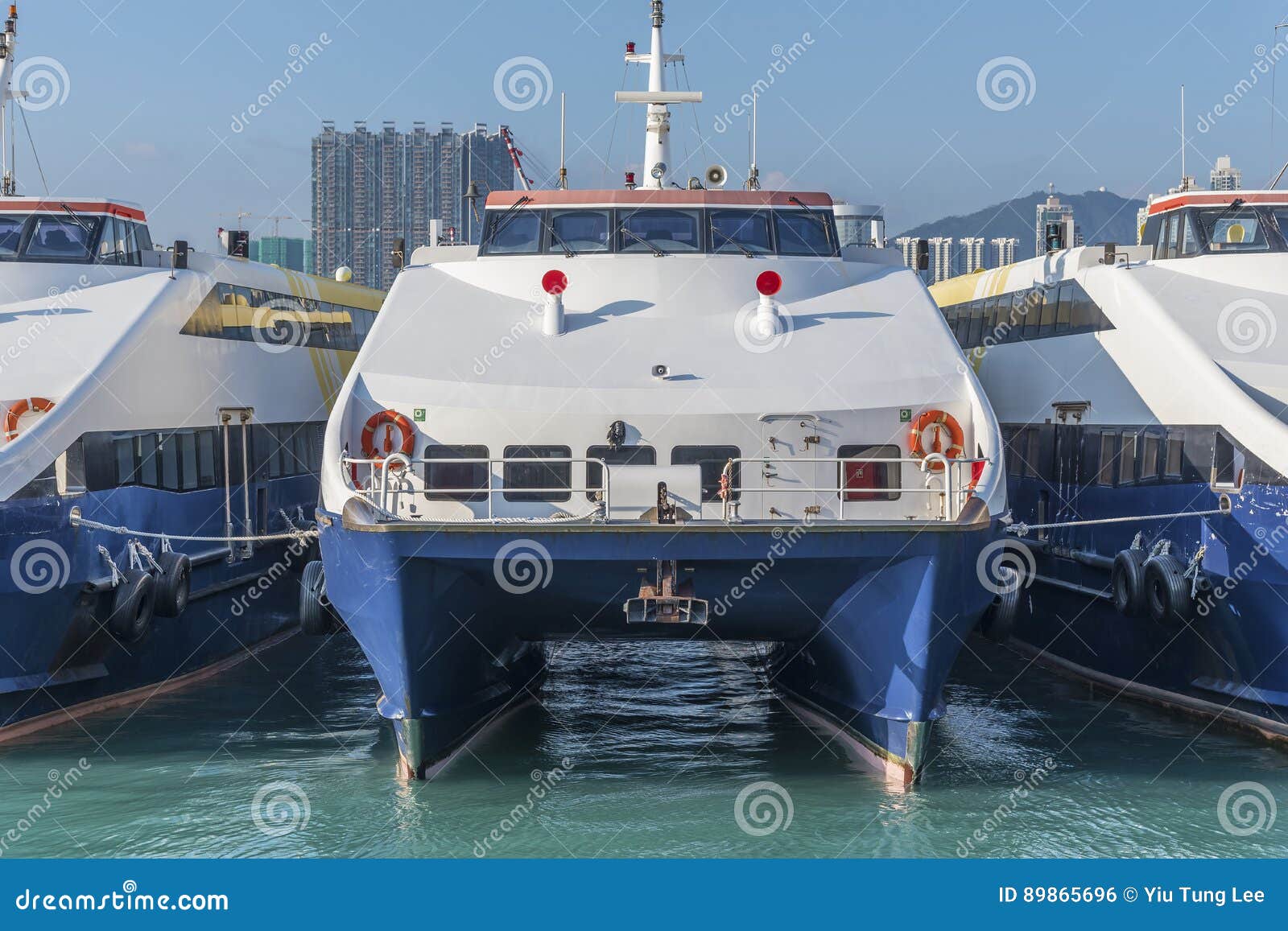 Ferry Boat in Hong Kong Harbor Stock Photo - Image of water, speed ...