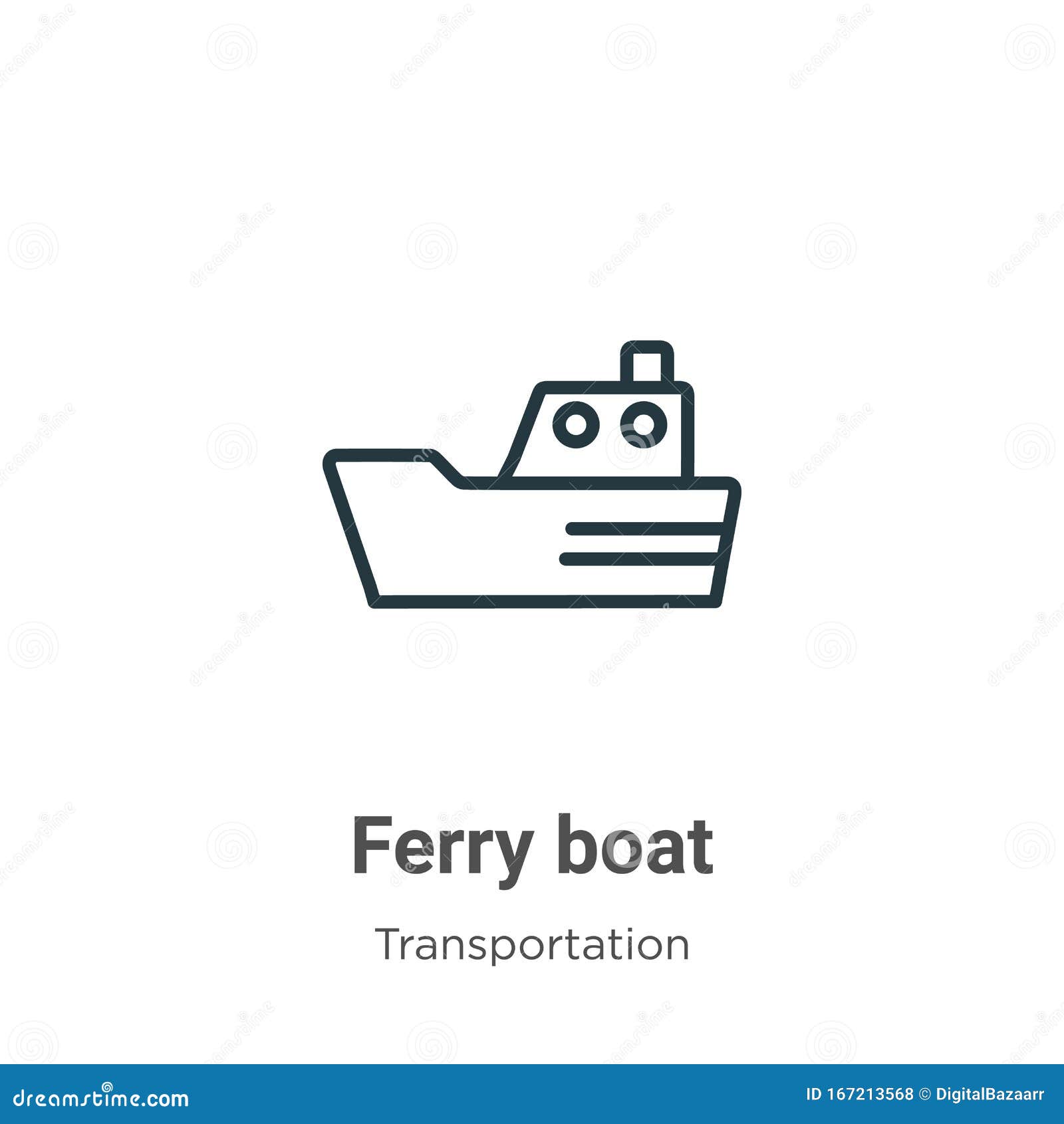 Ferry Boat Outline Vector Icon. Thin Line Black Ferry Boat Icon, Flat Vector Simple Element ...