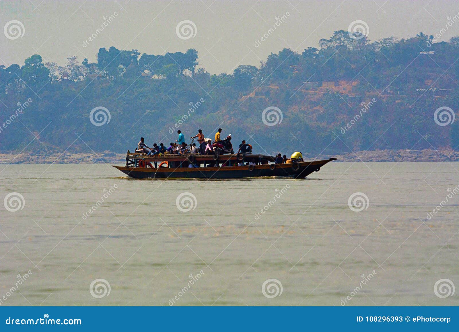 Ferry Boat Over Bramhaputra River, Assam Stock Image - Image of cruise ...