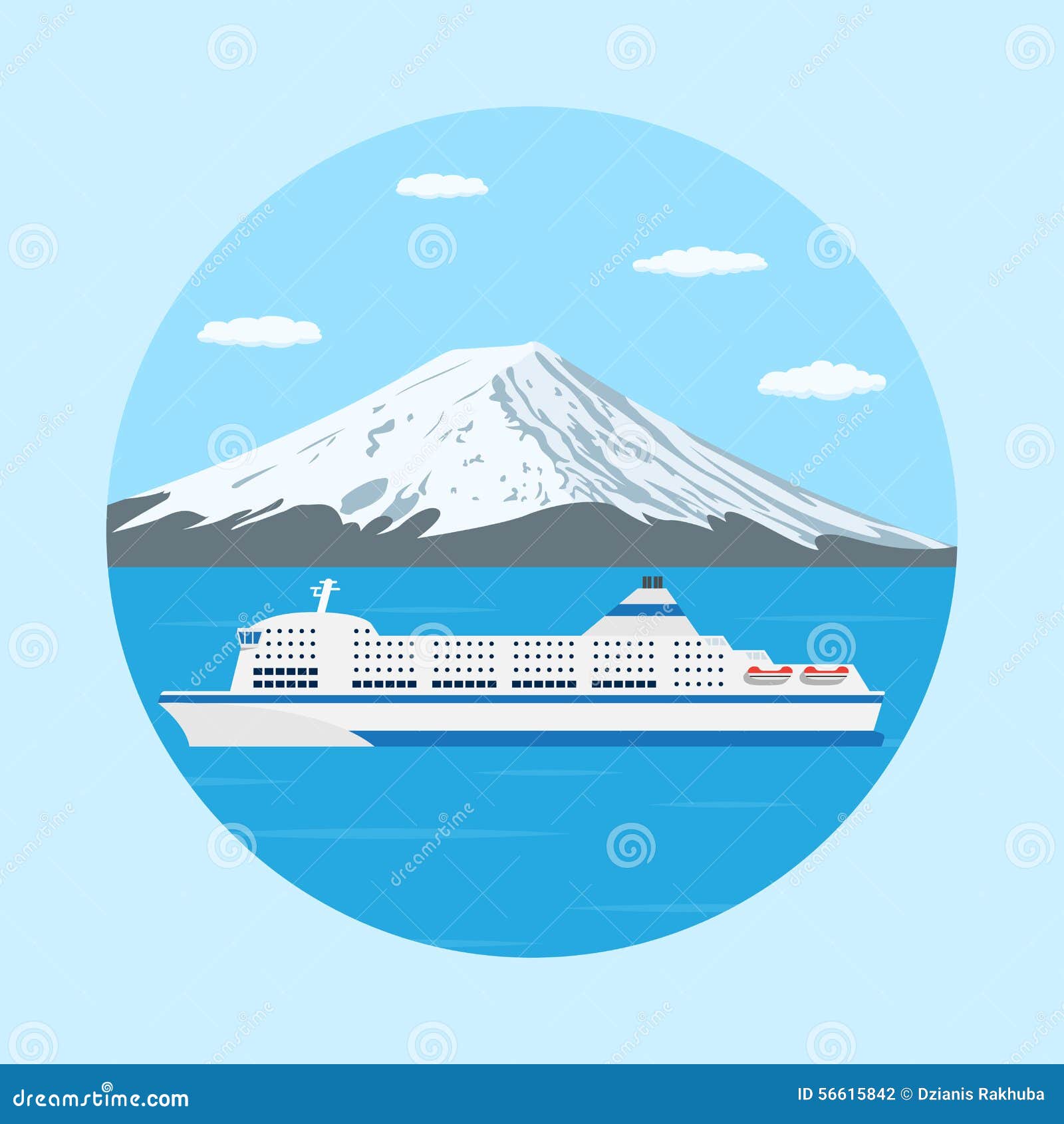 Ferry Boat Docked In Port Cartoon Vector | CartoonDealer.com #86662527