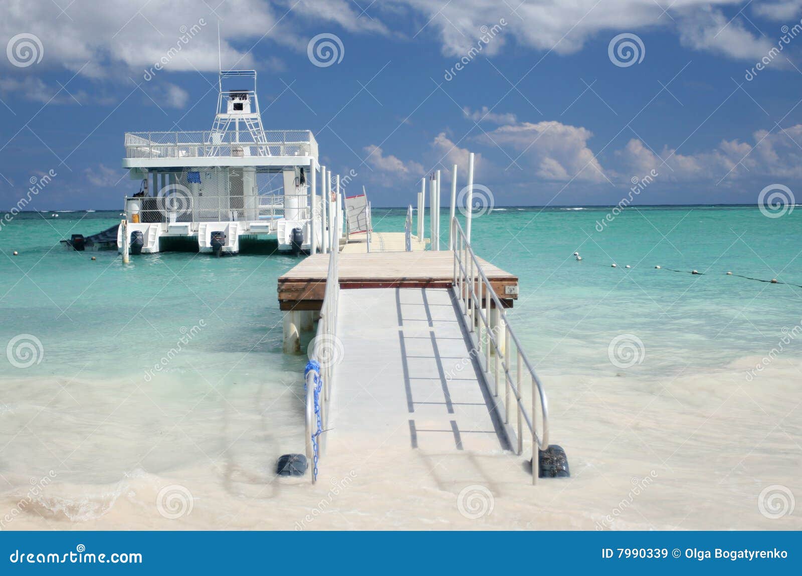 Ferry Boat, Tropical Sand Beach and Ocean Stock Image - Image of island ...