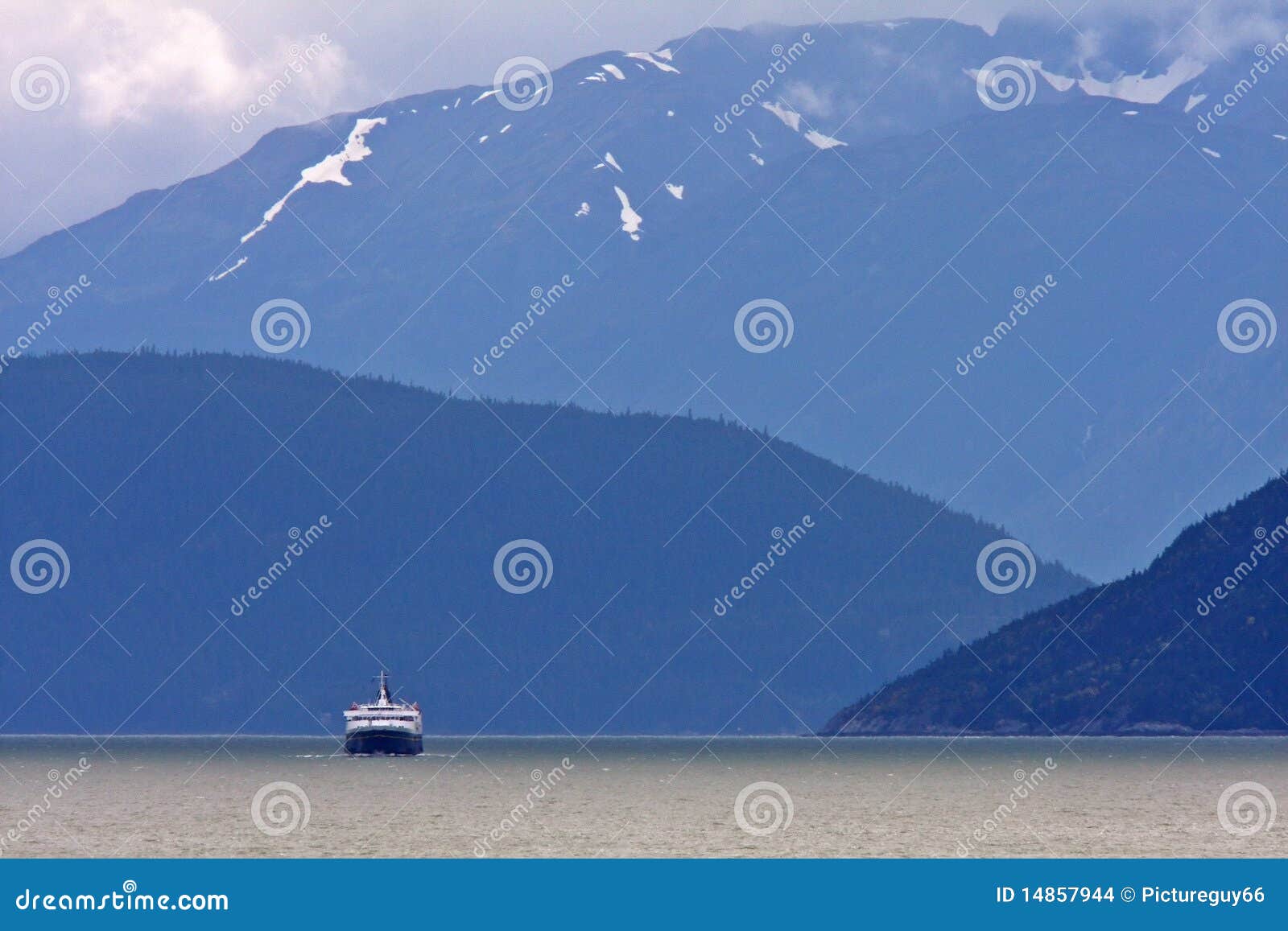 Ferry in British Columbia Fjord Stock Photo - Image of scene, travel ...