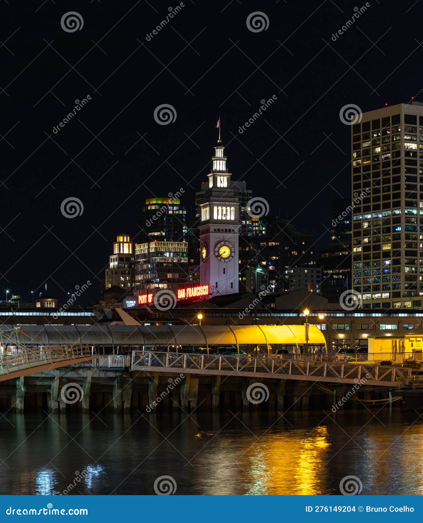 Ferry Building at Night stock photo. Image of attraction - 276149204
