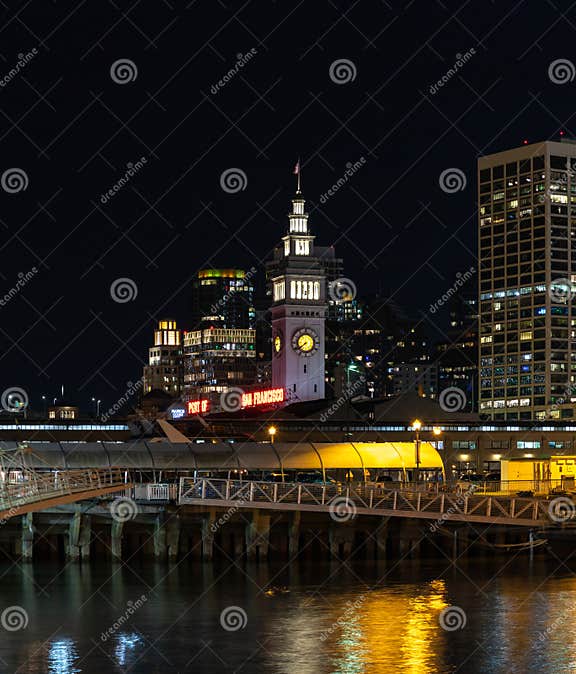 Ferry Building at Night stock photo. Image of attraction - 276149204