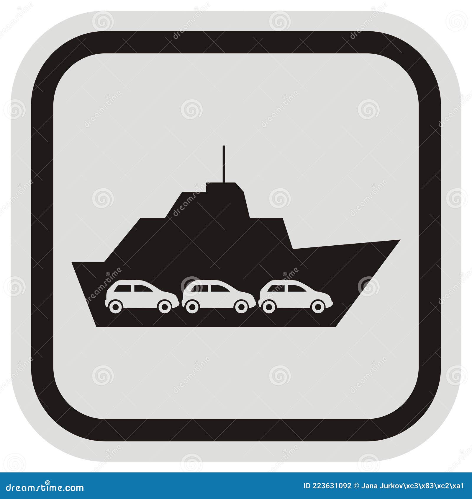 Ferry Carrying Cars Icon Vector Isolated On White Background, Ferry ...