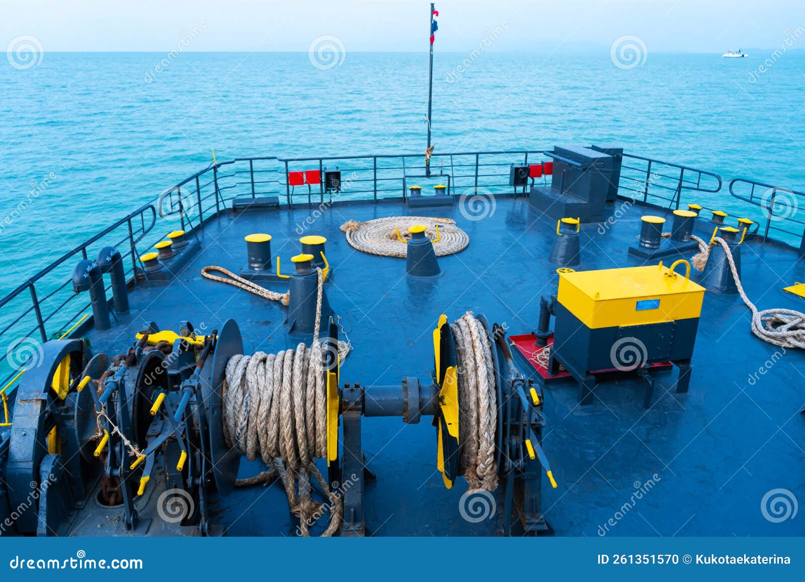 Ferry Deck. Drum with Mooring Rope Stock Photo - Image of docking ...