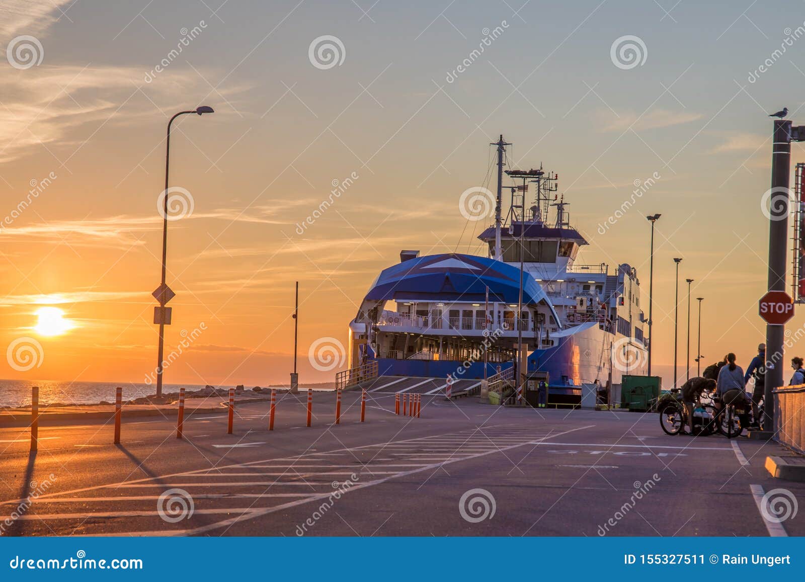 Ferry docking at the docks stock image. Image of cargo - 155327511