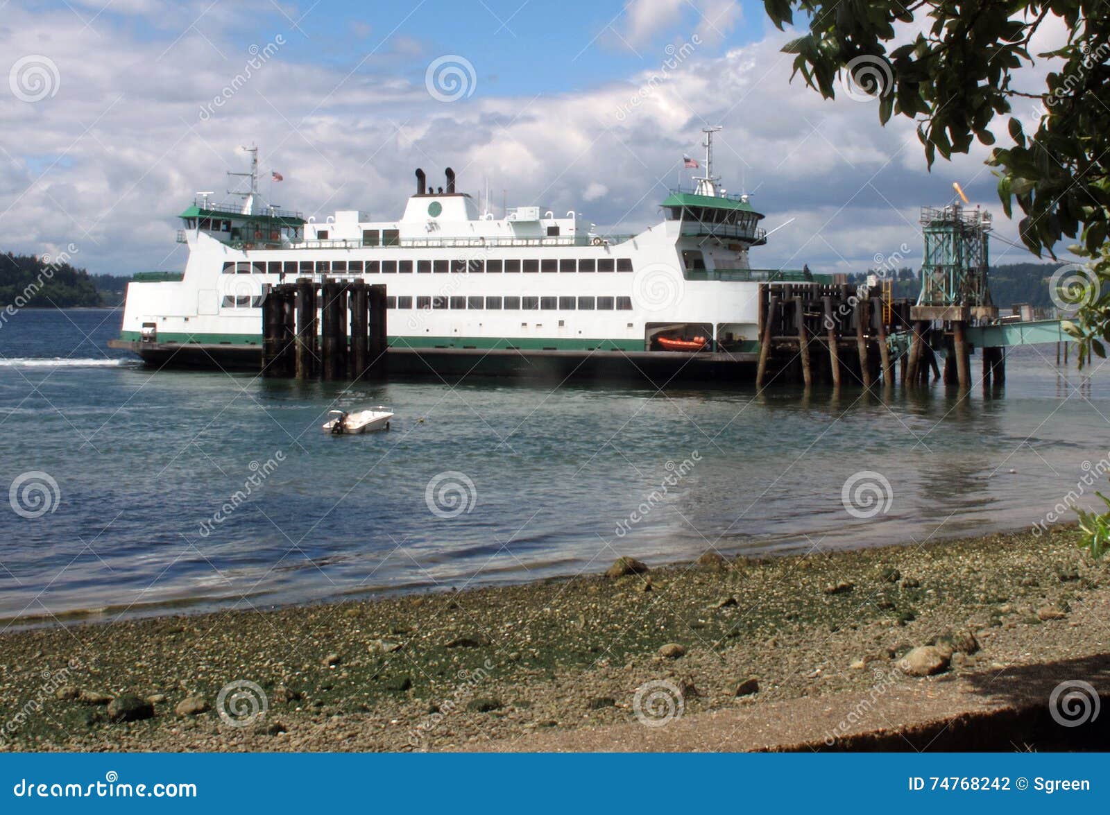 Ferry docking stock photo. Image of flowers, port, rocks - 74768242