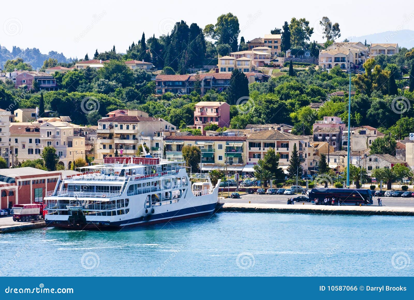 Ferry at Greek Dock stock photo. Image of boats, pier - 10587066