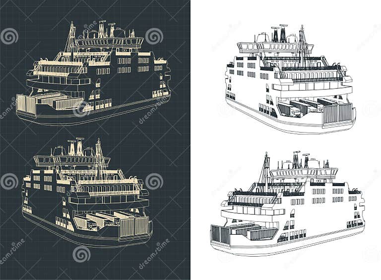 Ferry outline illustration stock vector. Illustration of ferries ...