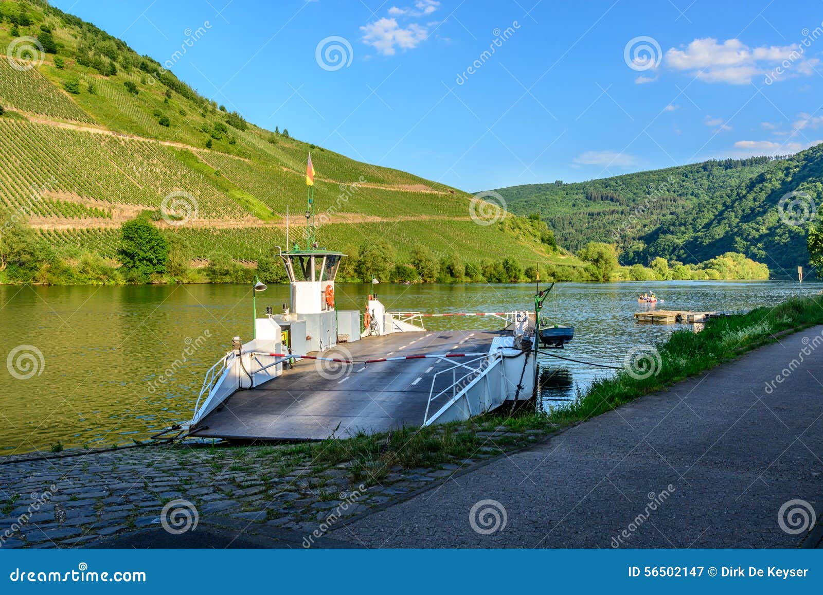 Ferry Over the Moselle River in Briedel, Germany Stock Image - Image of ...