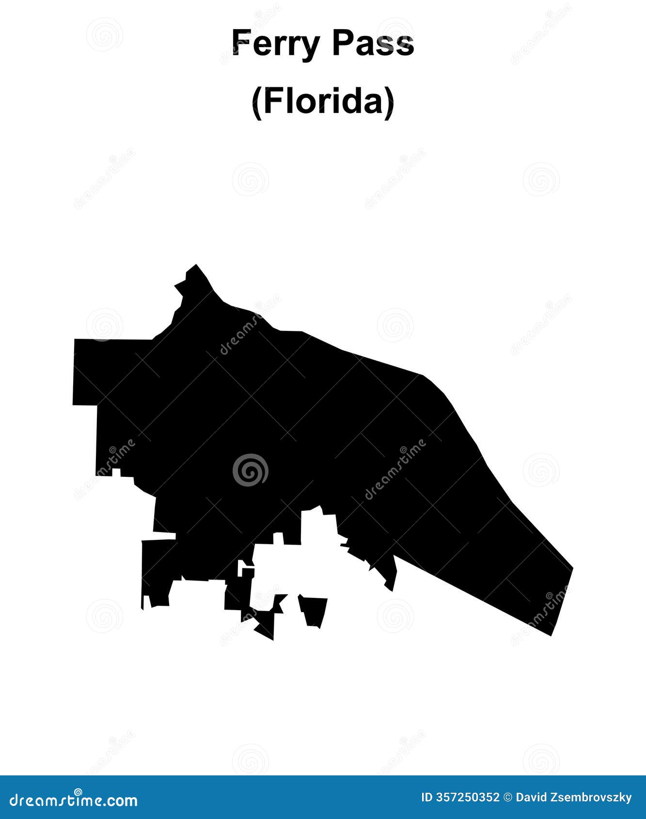 Ferry Pass Outline Map Vector Illustration | CartoonDealer.com #357250352