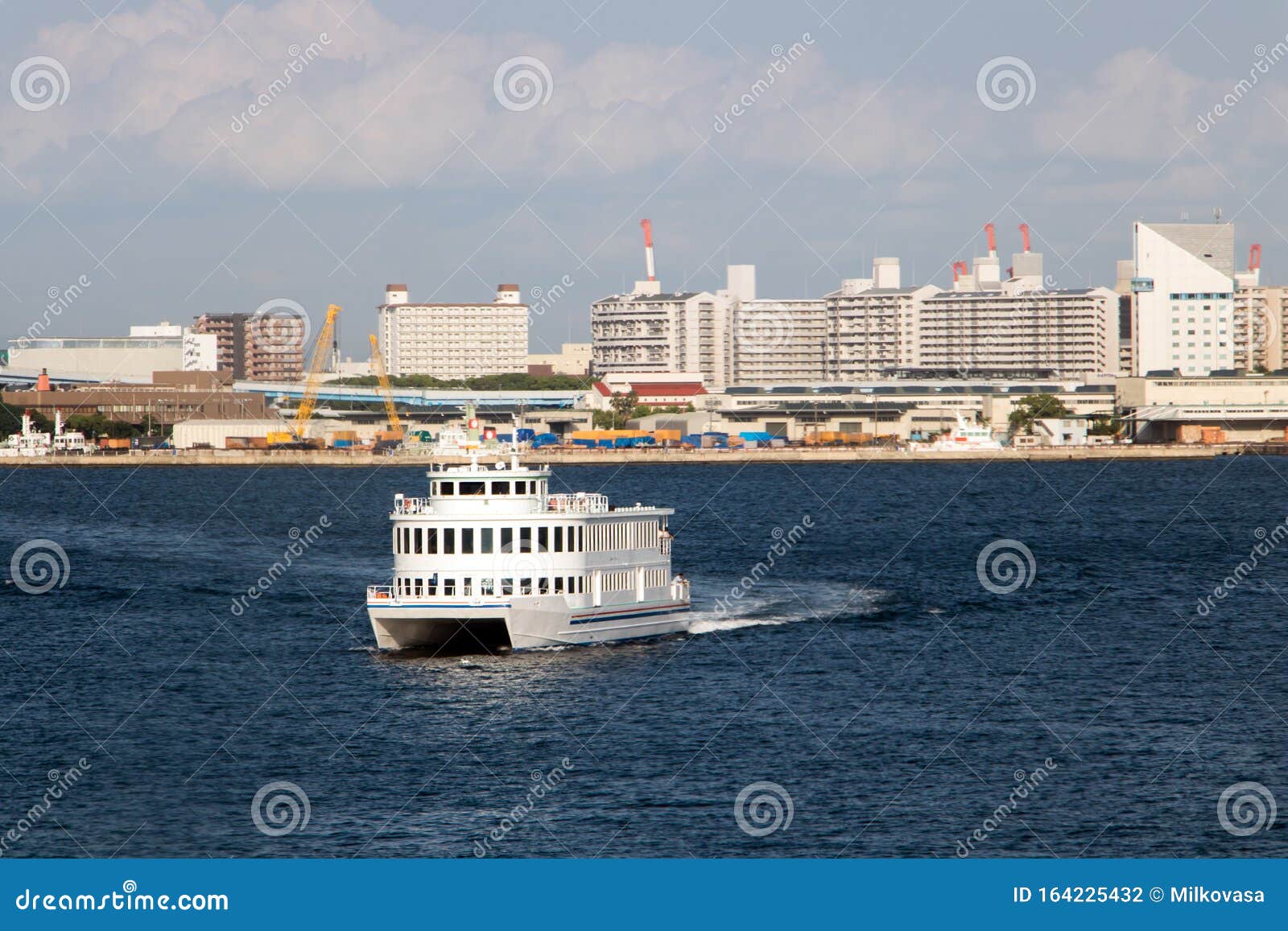 A Ferry Sailing in the Harbor of Kobe Stock Photo - Image of mole, dock ...
