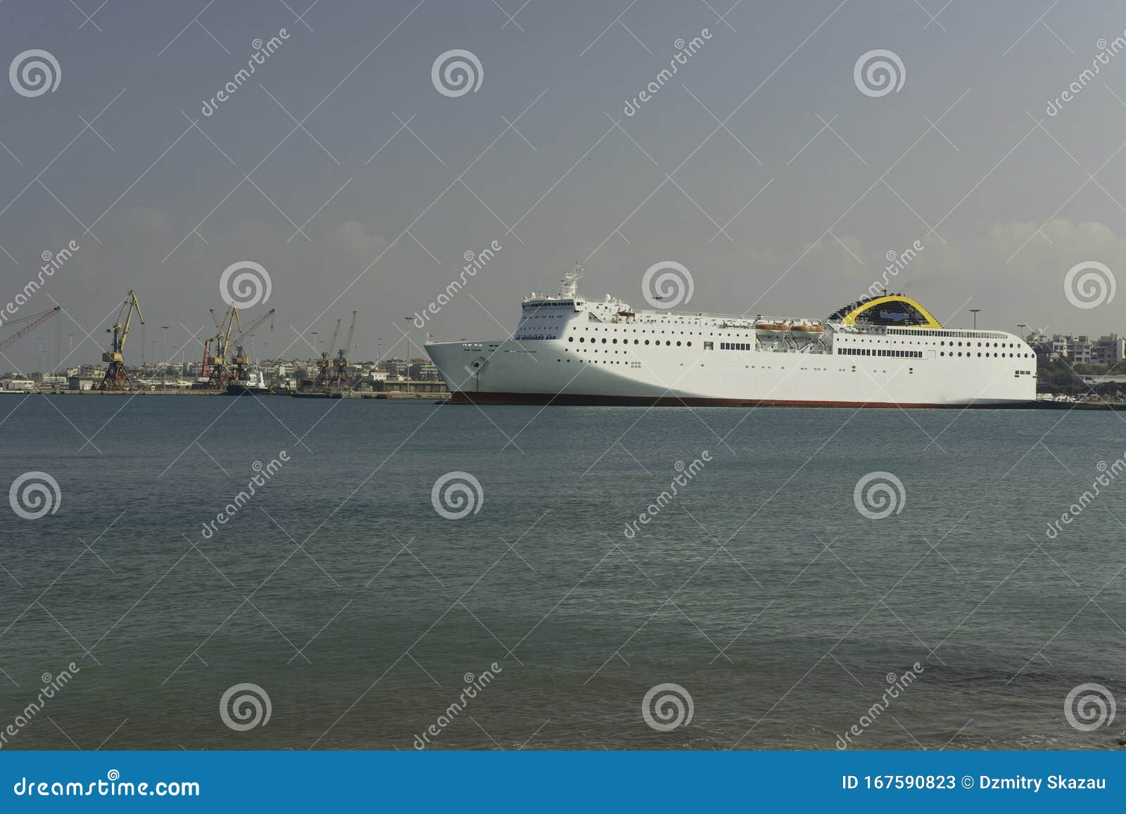 Ferry in the seaport. stock image. Image of freight - 167590823
