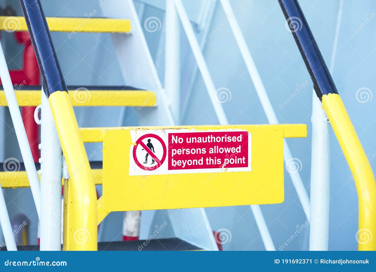 Ferry Ship Sign No Unauthorised Persons Allowed Beyond this Point Stock ...