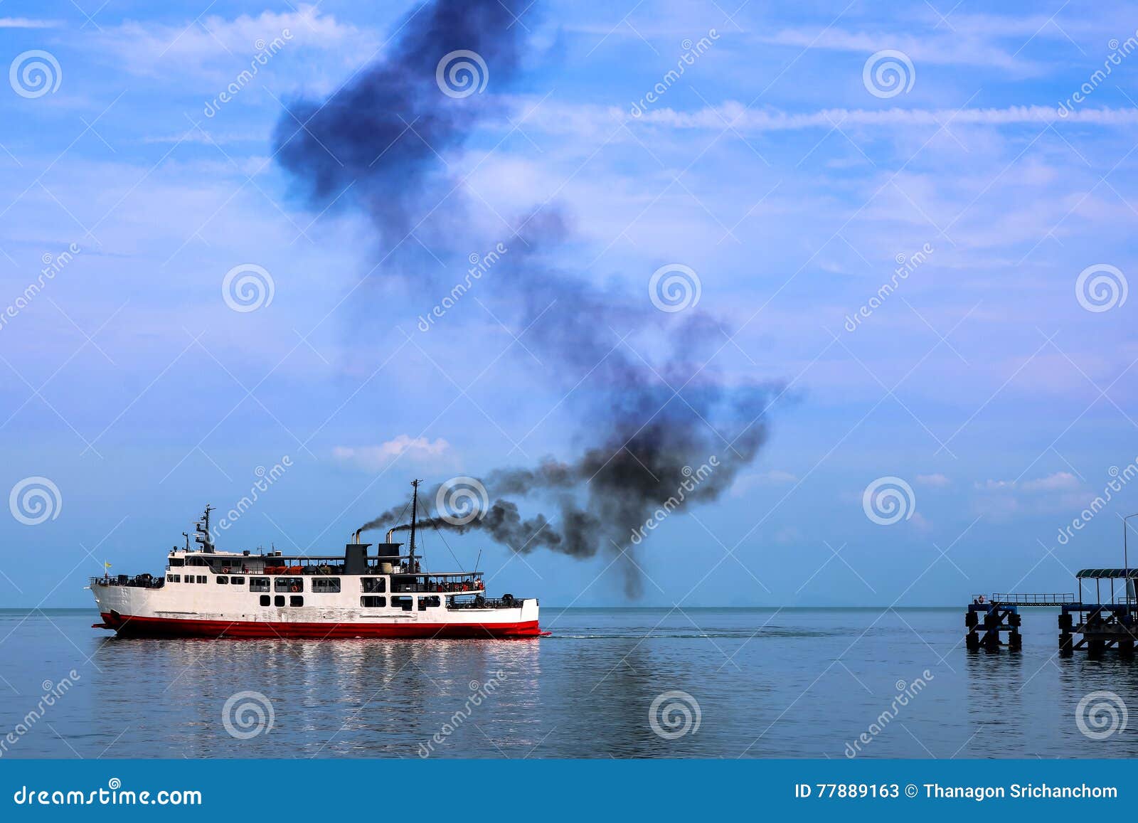Ferry and Smoke from the Engine. Stock Image - Image of tour, summer ...