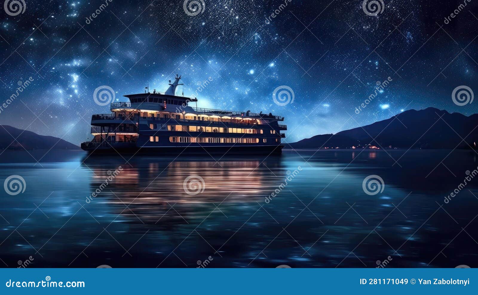 Ferry with a Starry Background in the Style of Book Art Installations ...