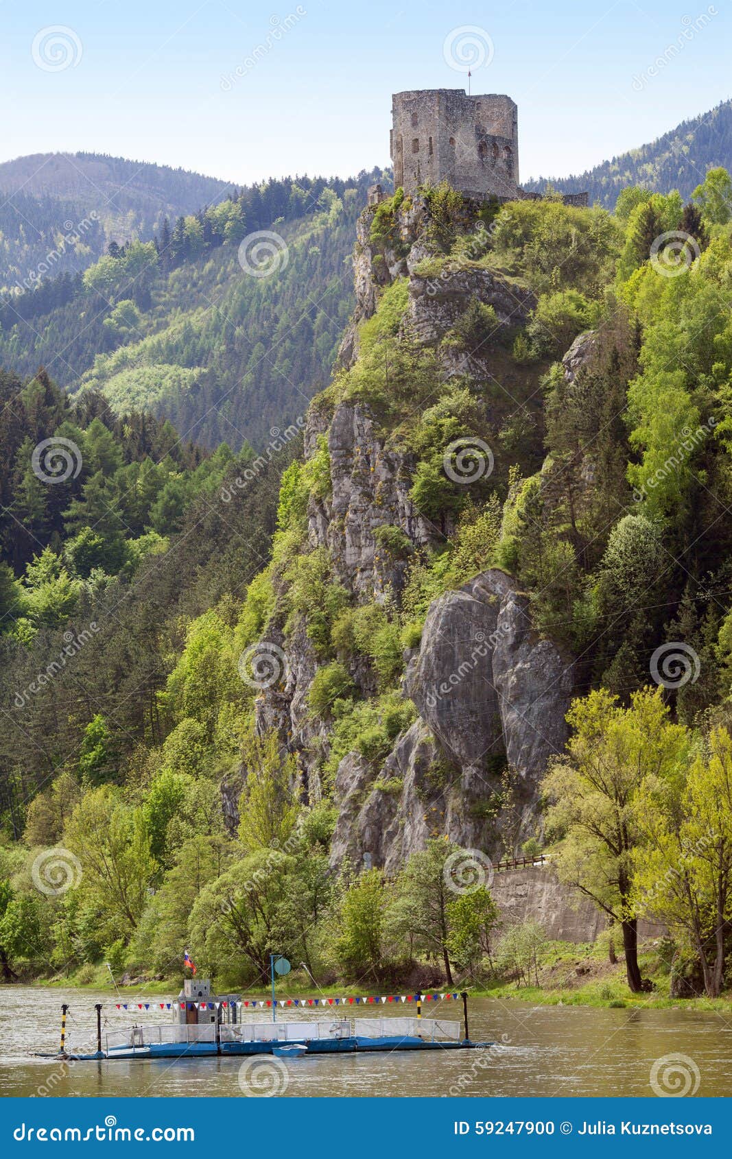 The Ferry at Strecno Castle, Slovakia Stock Photo - Image of ferry ...
