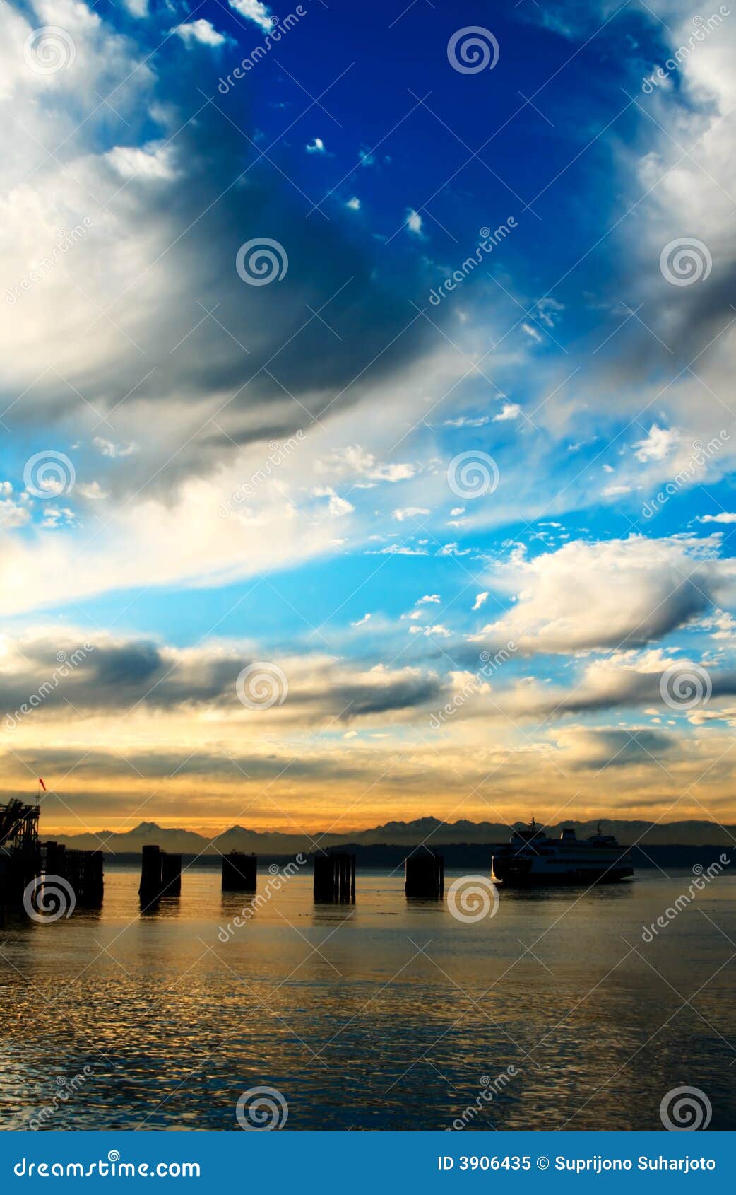 Ferry during sunset stock image. Image of nautical, sunset - 3906435