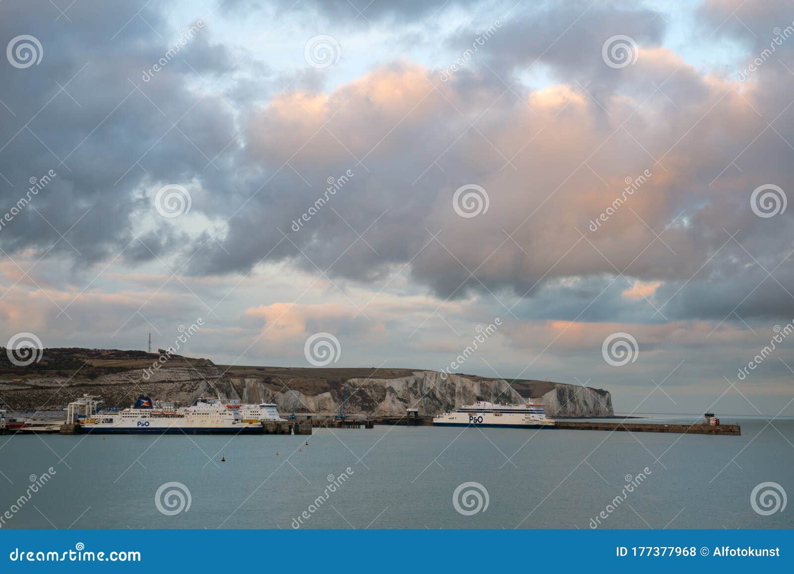 Ferry Terminal of Dover at Sunset, Great Britain Editorial Stock Photo ...