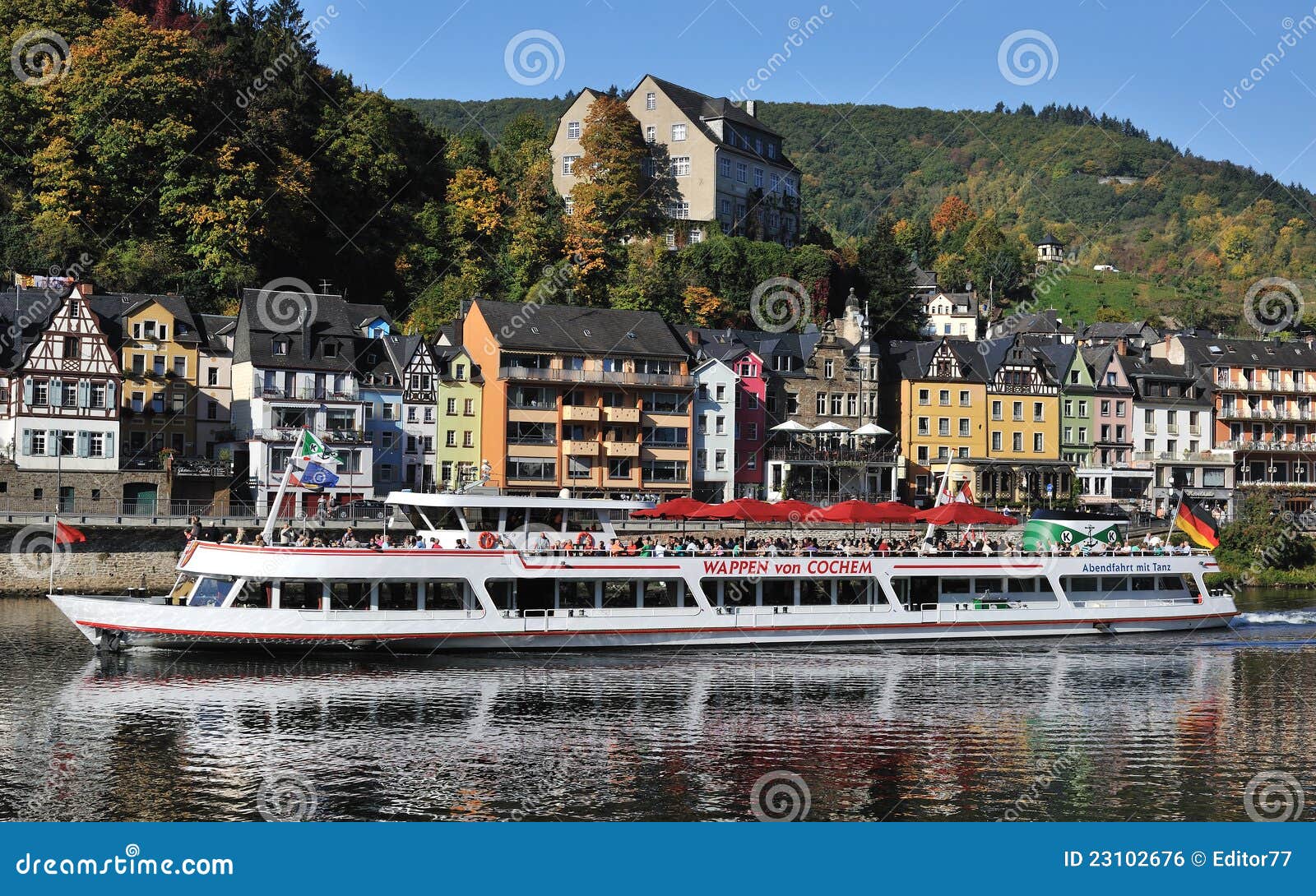 Ferry with Tourists in Cochem City in Germany Editorial Photo - Image ...