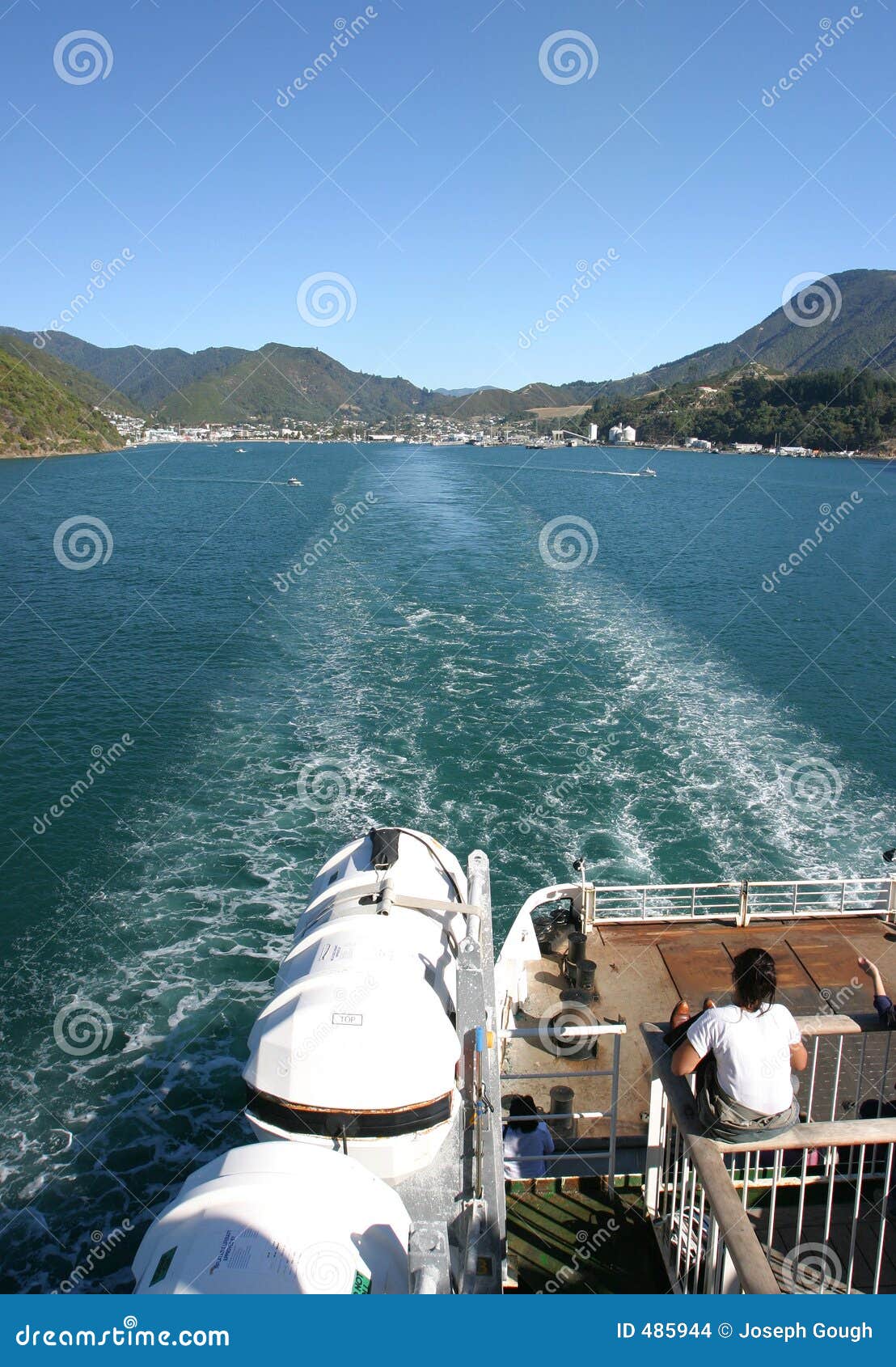 Ferry Trip stock photo. Image of raft, zealand, hills, cook - 485944