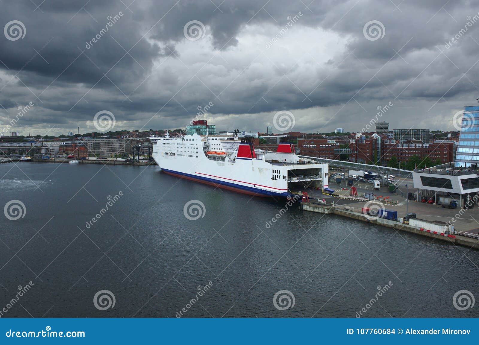 Ferry under loading stock photo. Image of shipment, water - 107760684