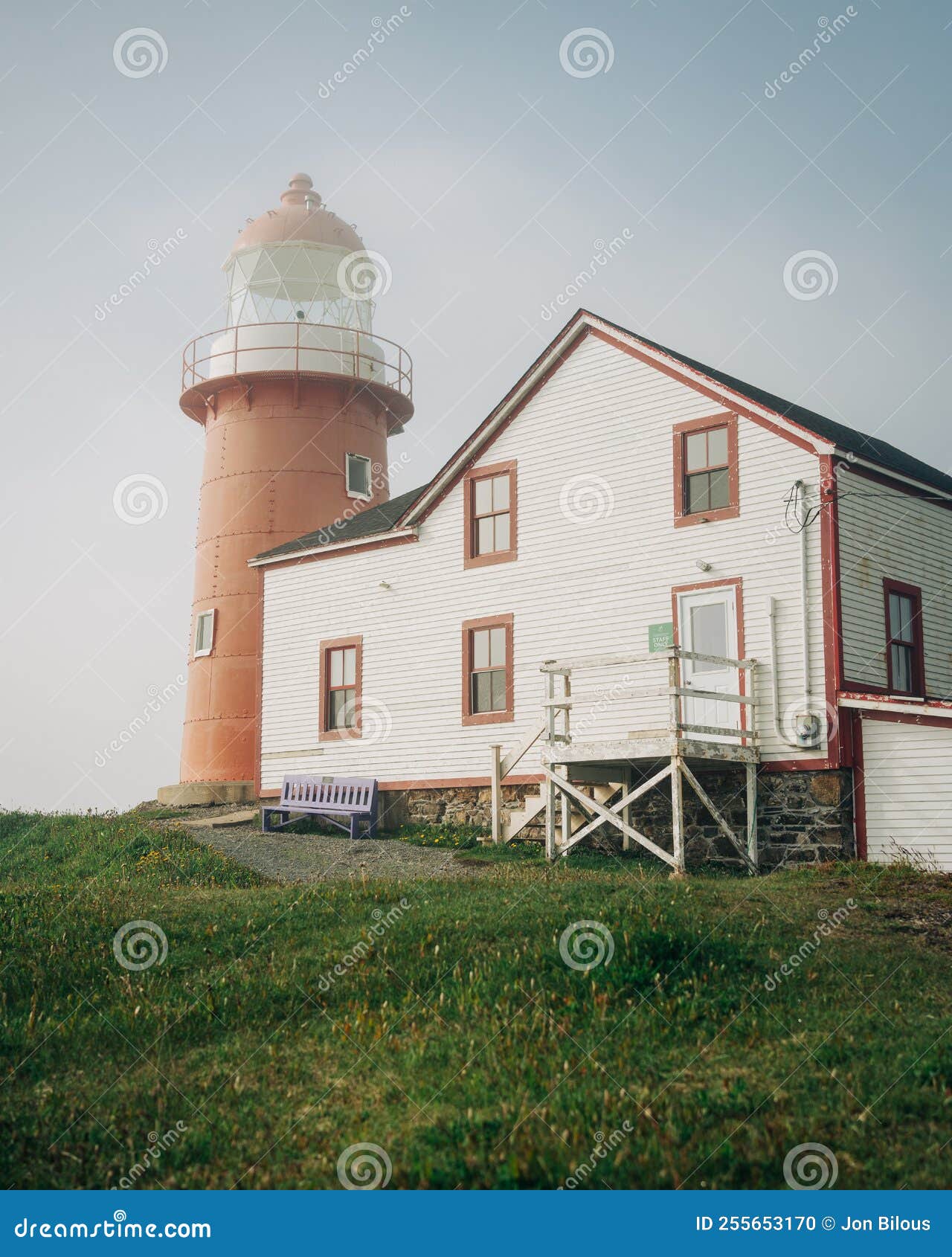 Ferryland Lighthouse in Morning Mist, Ferryland, Newfoundland and ...