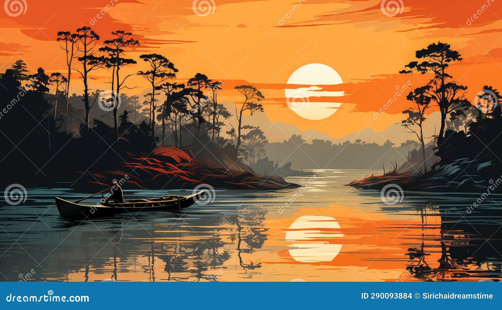 The Ferryman On His Boat On The River , AI Generated Royalty-Free Stock ...