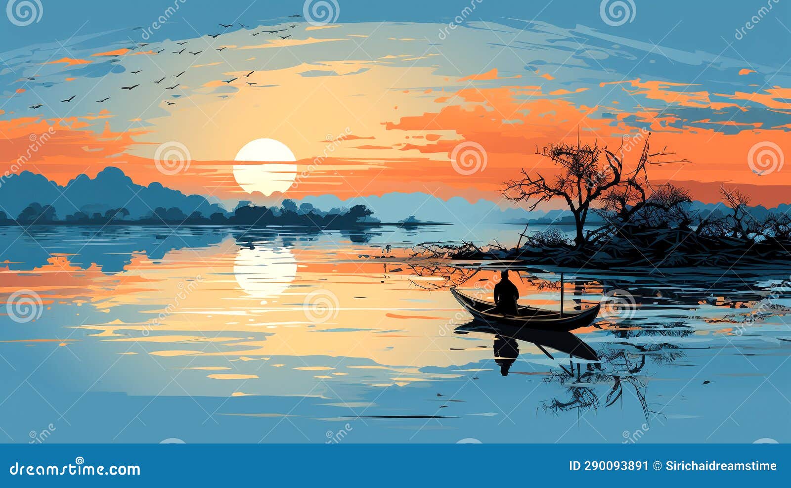 The Ferryman On His Boat On The River , AI Generated Royalty-Free Stock ...