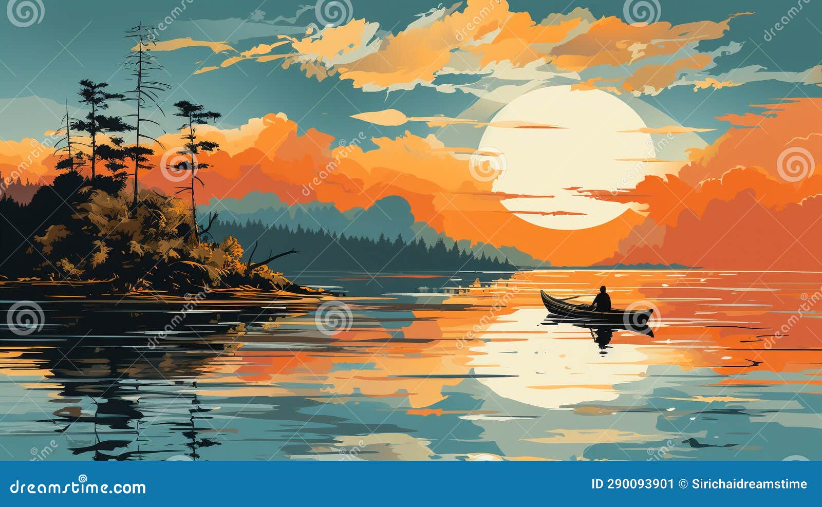The Ferryman On His Boat On The River , AI Generated Stock Photography ...