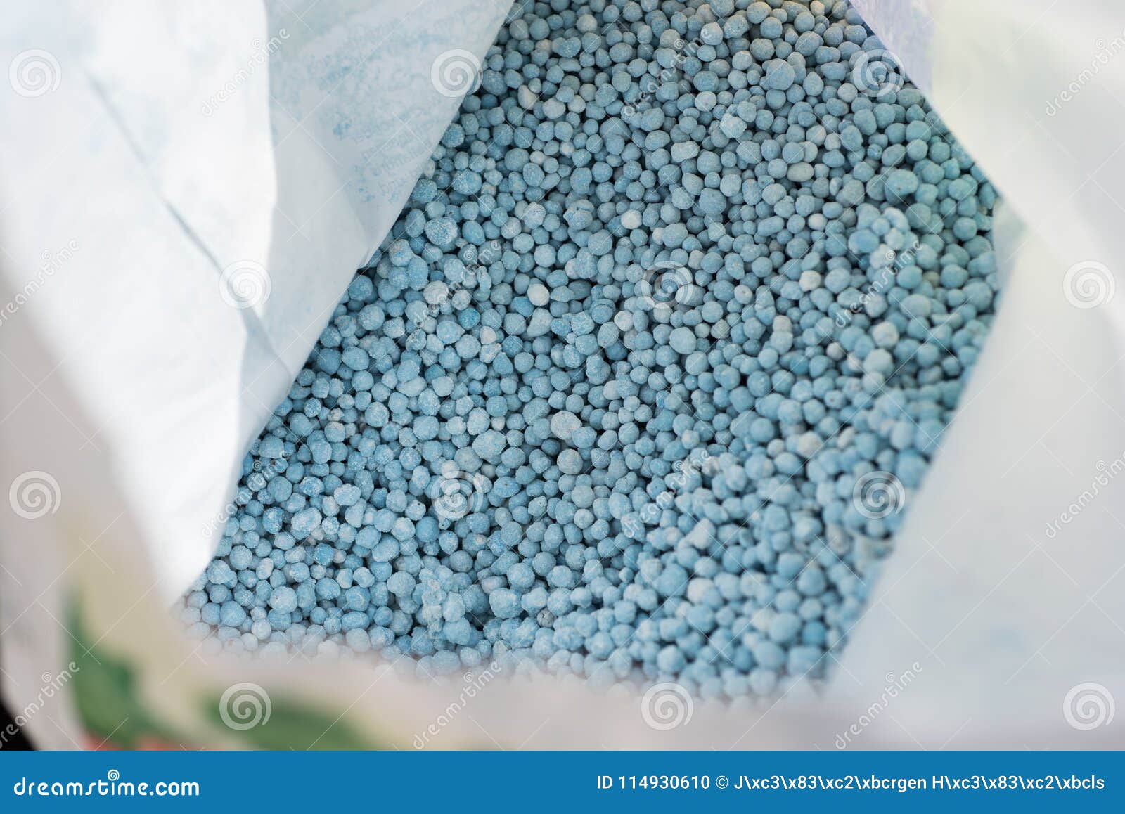 Fertilizer Blue Grain in the Bag Stock Photo - Image of accessories ...