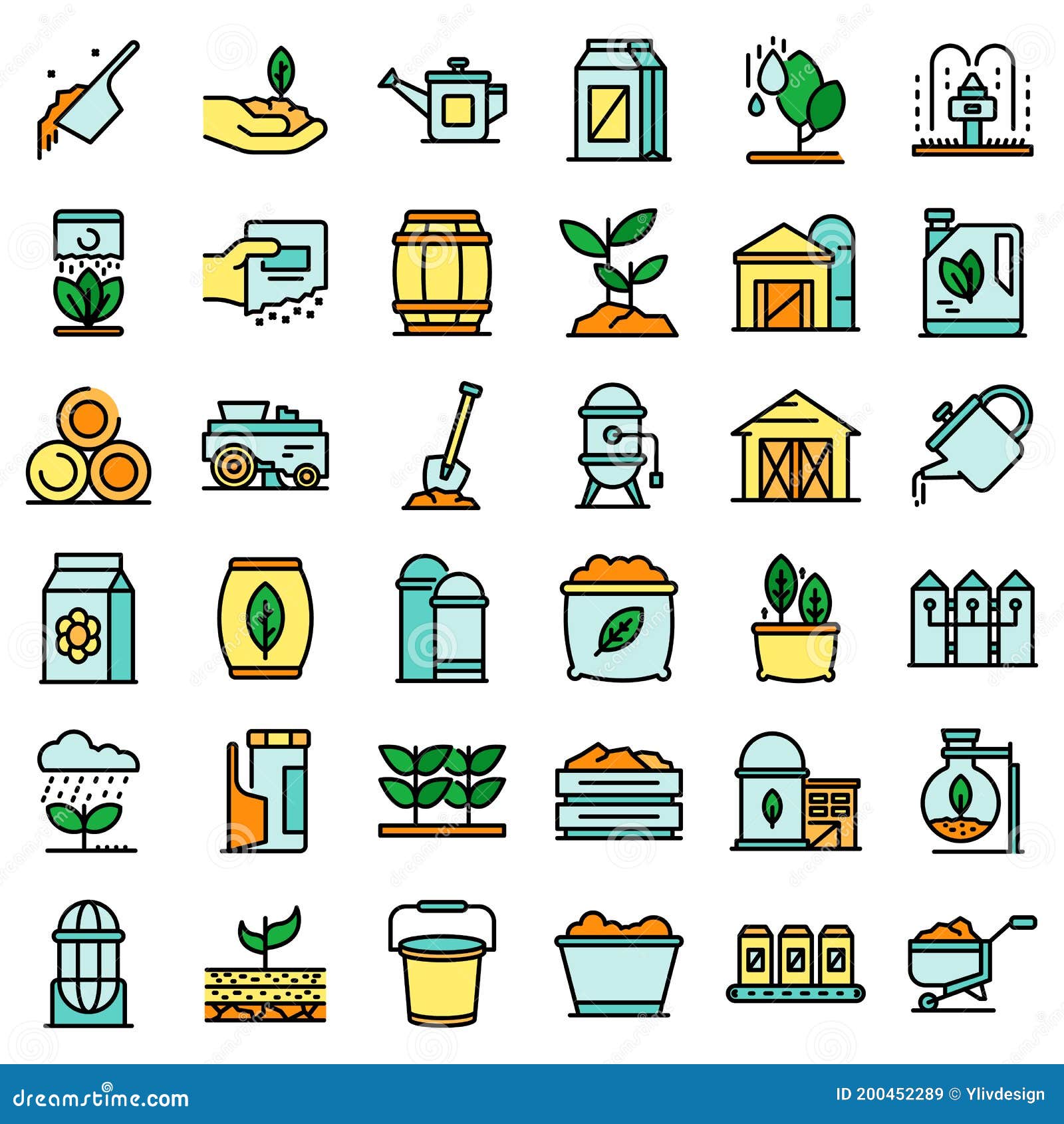 Fertilizer Icons Set Vector Flat Stock Vector - Illustration of mulch ...