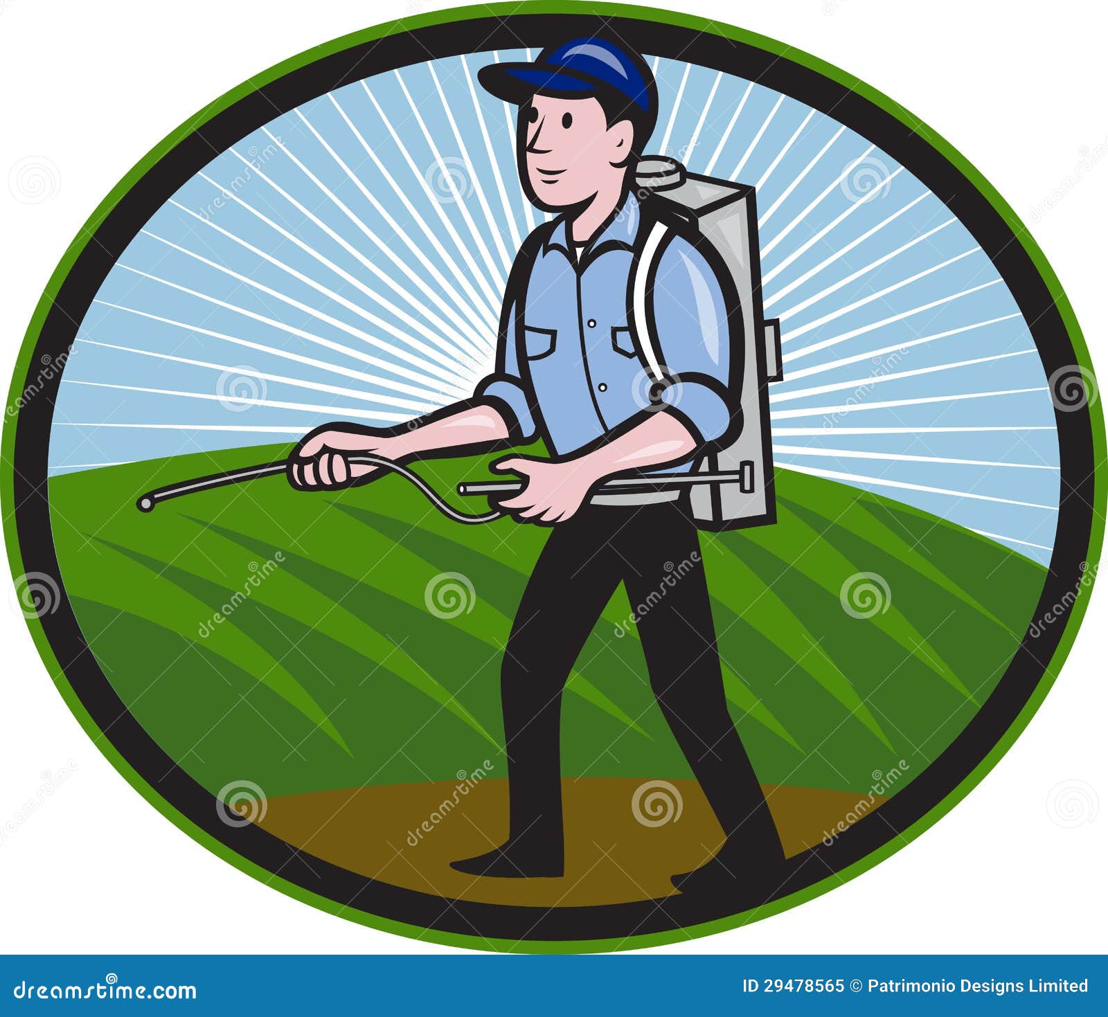 Fertilizer Sprayer Pump Spraying Cartoon Stock Vector - Illustration of ...