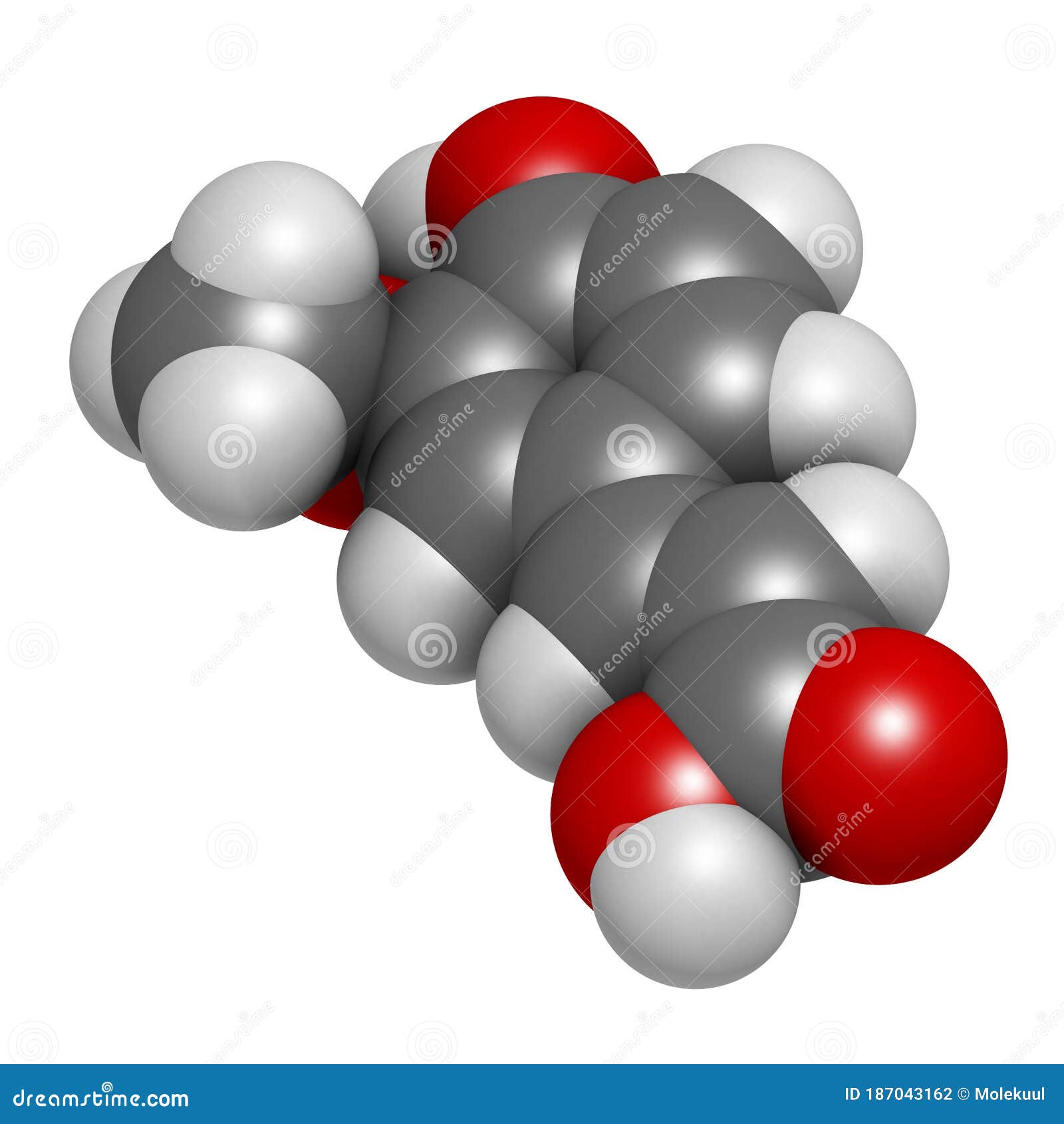 Ferulic Acid Herbal Antioxidant Molecule. 3D Rendering. Atoms are ...