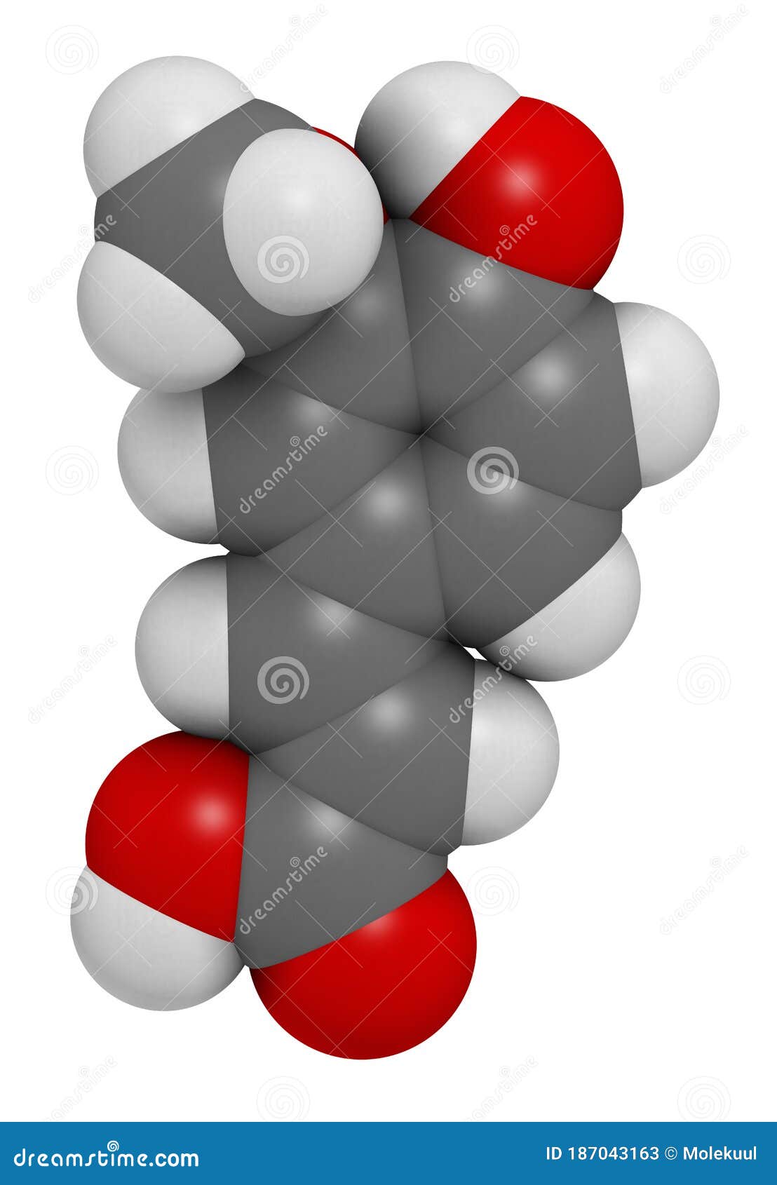 Ferulic Acid Herbal Antioxidant Molecule. 3D Rendering. Atoms are ...