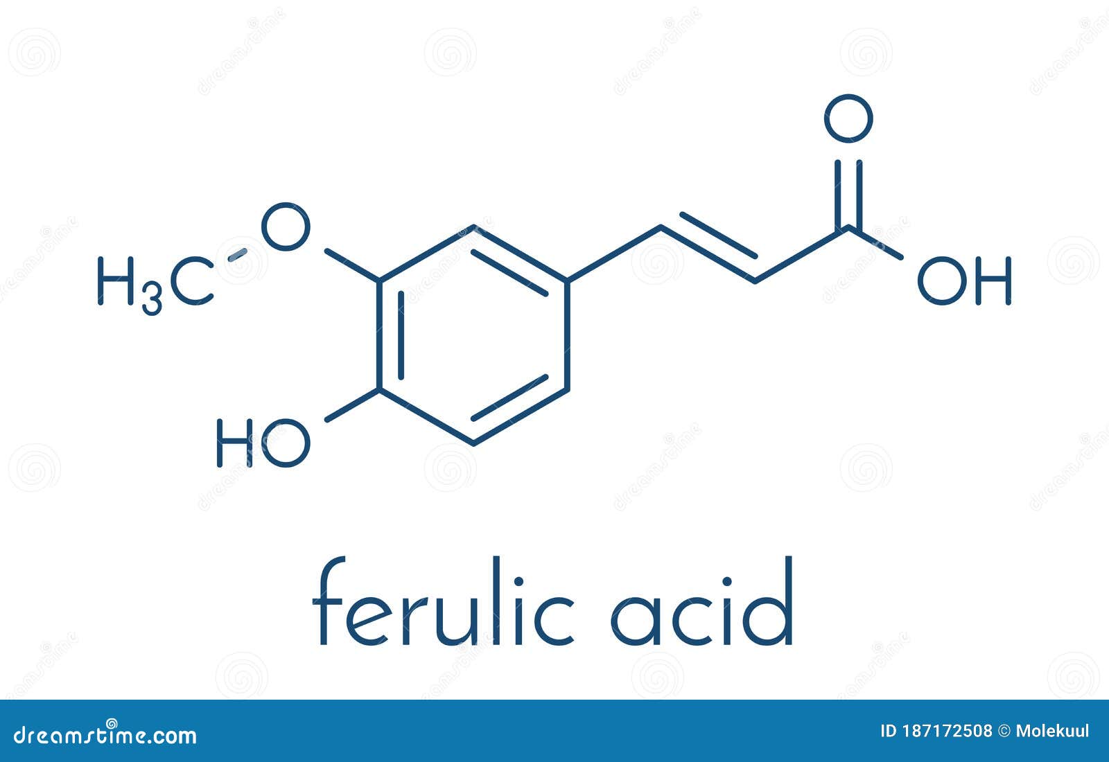 Ferulic Acid Herbal Antioxidant Molecule. Skeletal Formula. Stock ...