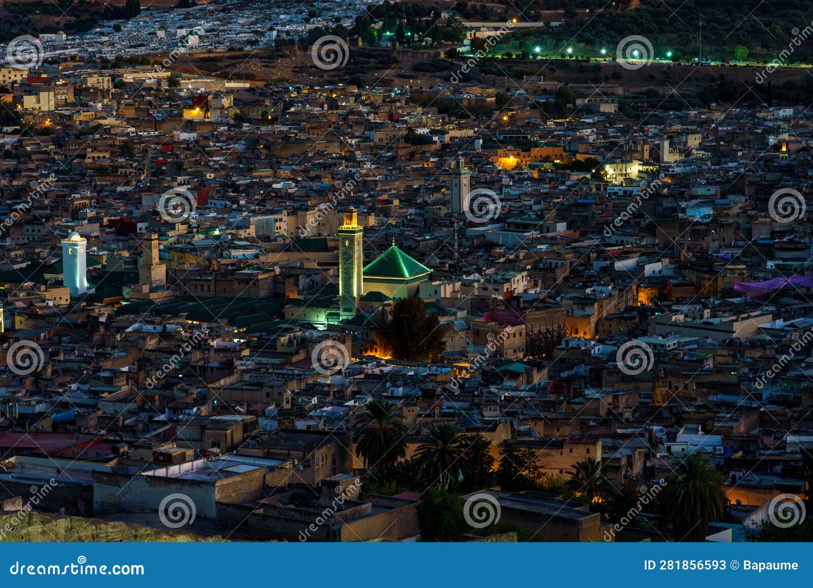 Morocco. Fez. View from the Hill Above the Old Medina in Fez. Editorial ...