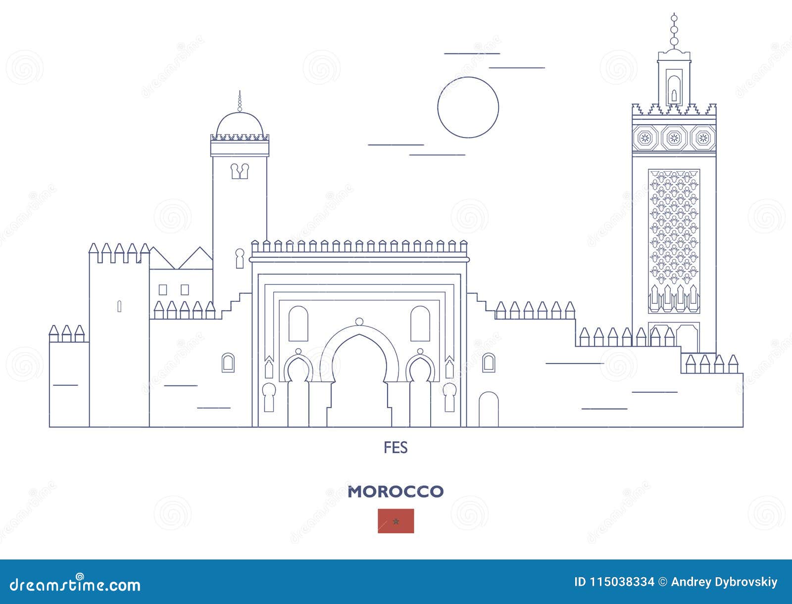 Fez Skyline, Morocco, Hand Drawn Vector Sketch | CartoonDealer.com ...