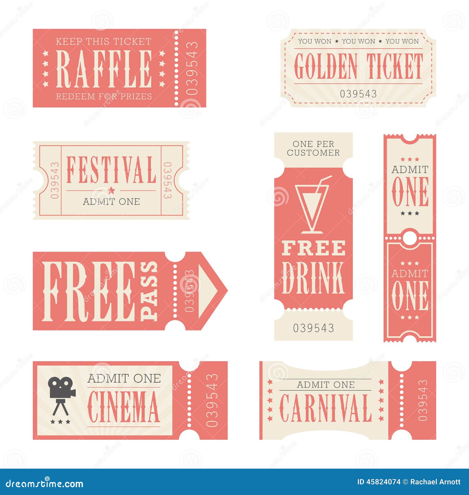 Festival & Carnival Tickets Stock Vector - Illustration of perforated ...