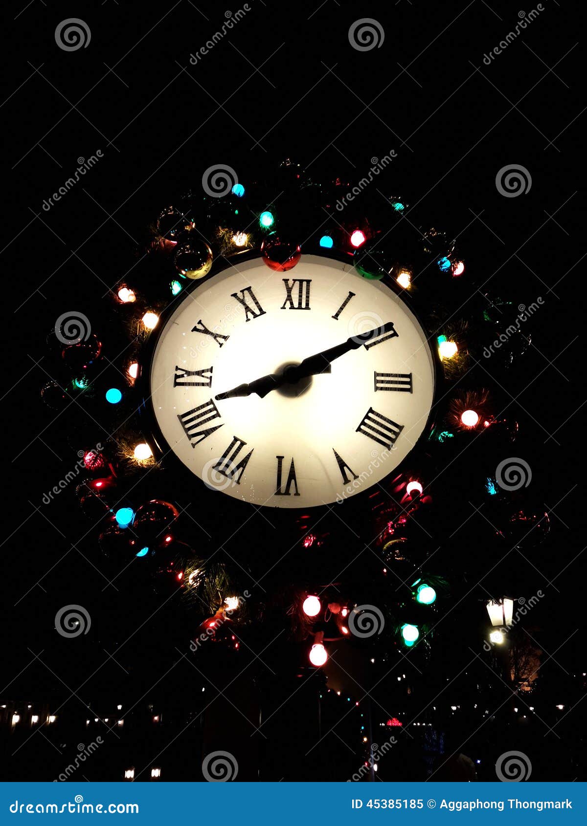 Festival clock stock image. Image of time, night, party - 45385185