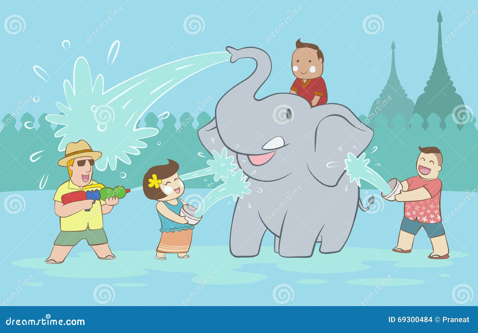 Festival de Songkran ilustração do vetor. Ilustração de sorriso - 69300484