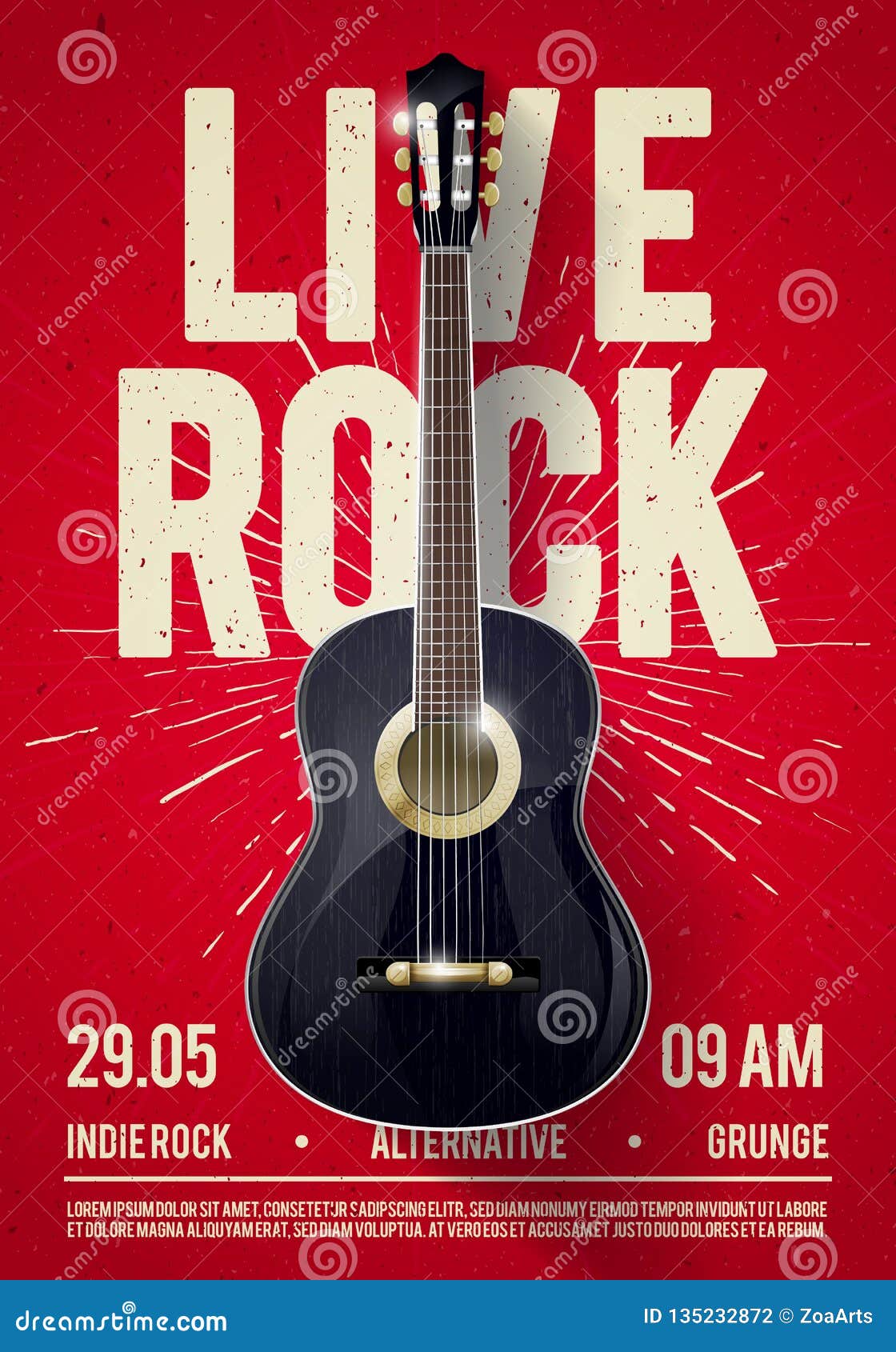 Vector Illustration Beautiful Live Classic Rock Music Poster Template ...