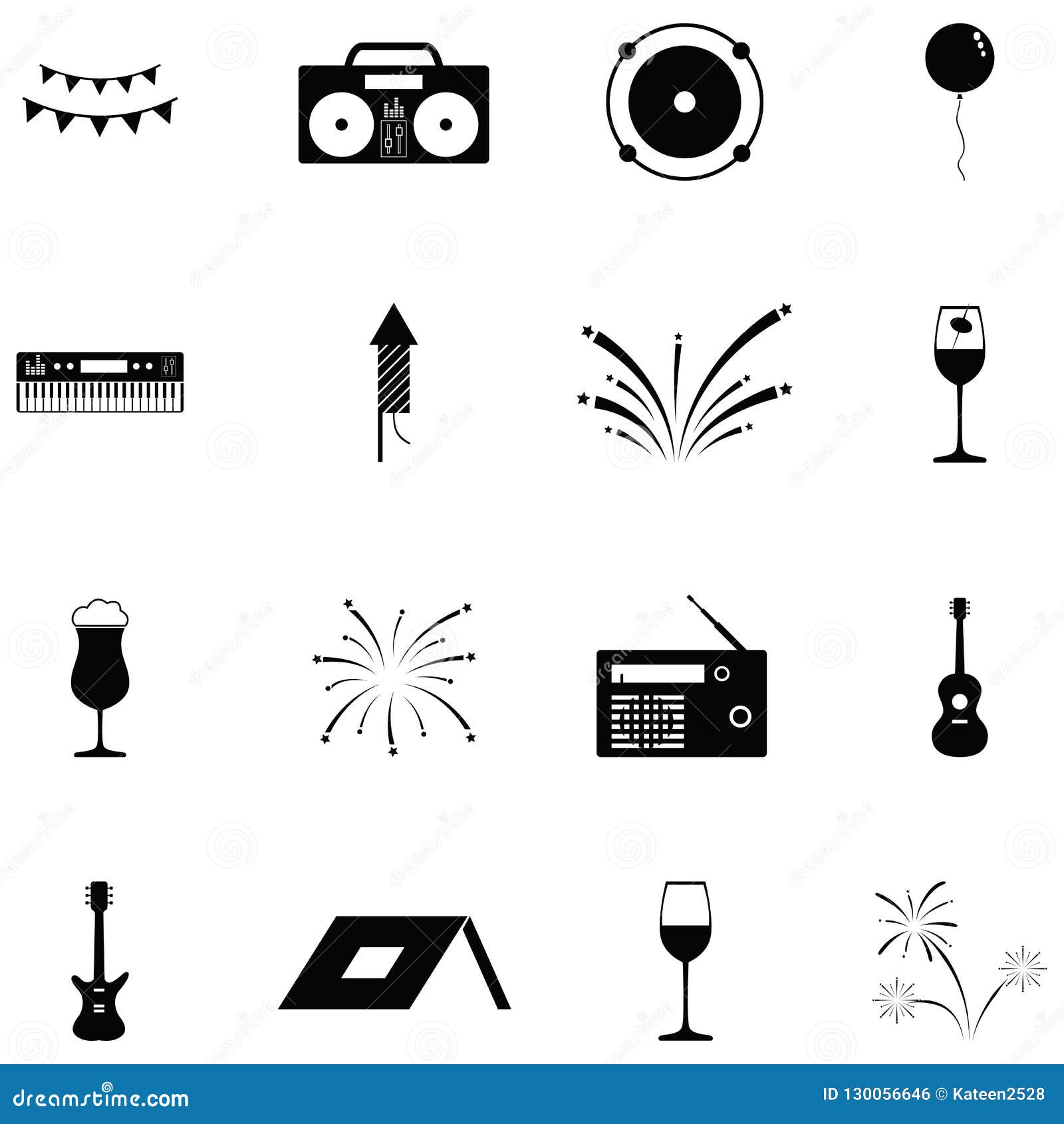 Festival icon set stock vector. Illustration of gift - 130056646