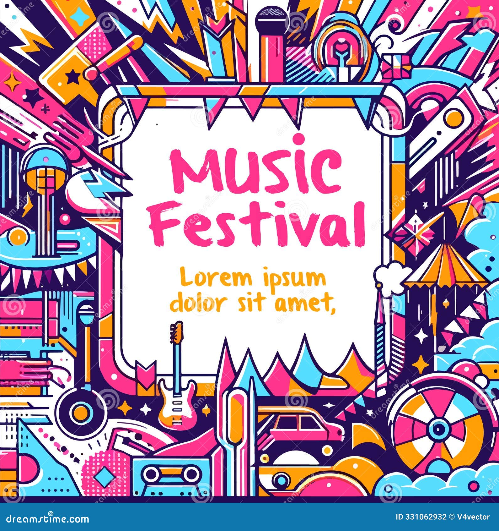 Festival Retro Design Frame. a Music Festival Poster Vector ...